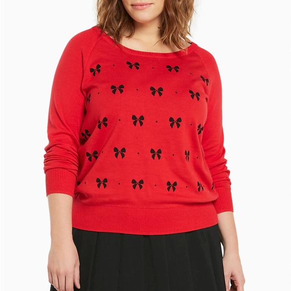 torrid | Sweaters | Torrid Sweater X Red Bow Christmas Holiday Top ...